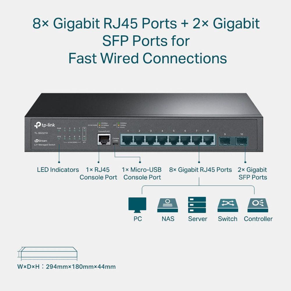 TL-SG3210 - TP-LINK 8-Port Gigabit L2 Lite Managed Switch with 2 SFP ...