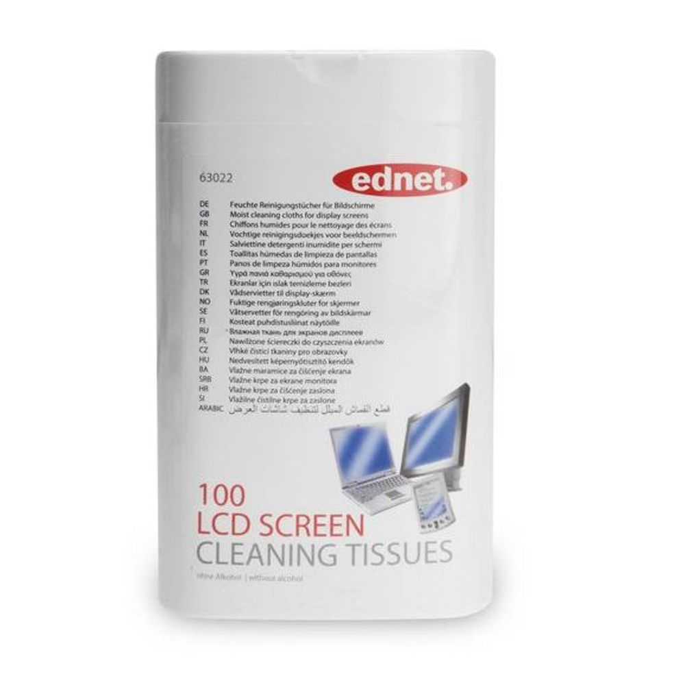 63022 - Ednet Screen Cleaning Wipes Tub - 100 – The Security Outlet