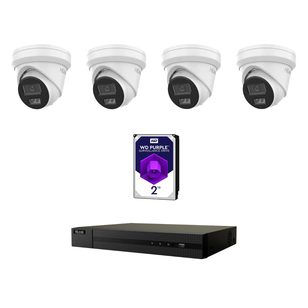 HiLook HL6MPIPCCTVKIT2 6MP AcuSense IP CCTV Kit with -> 1 * NVR-104MH ...