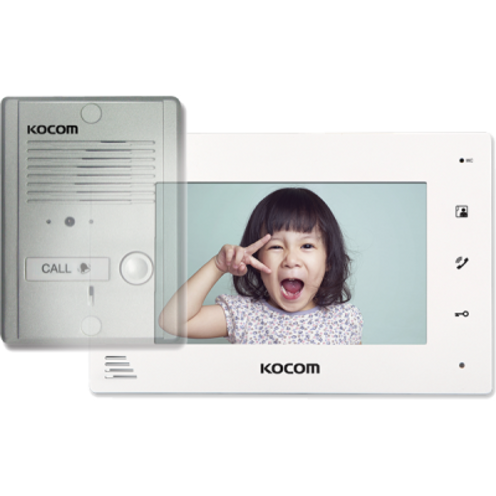 KCV-504 Kit - 4 Wire Colour Handsfree 7" Monitor c/w KC-MC24 Doorstati ...