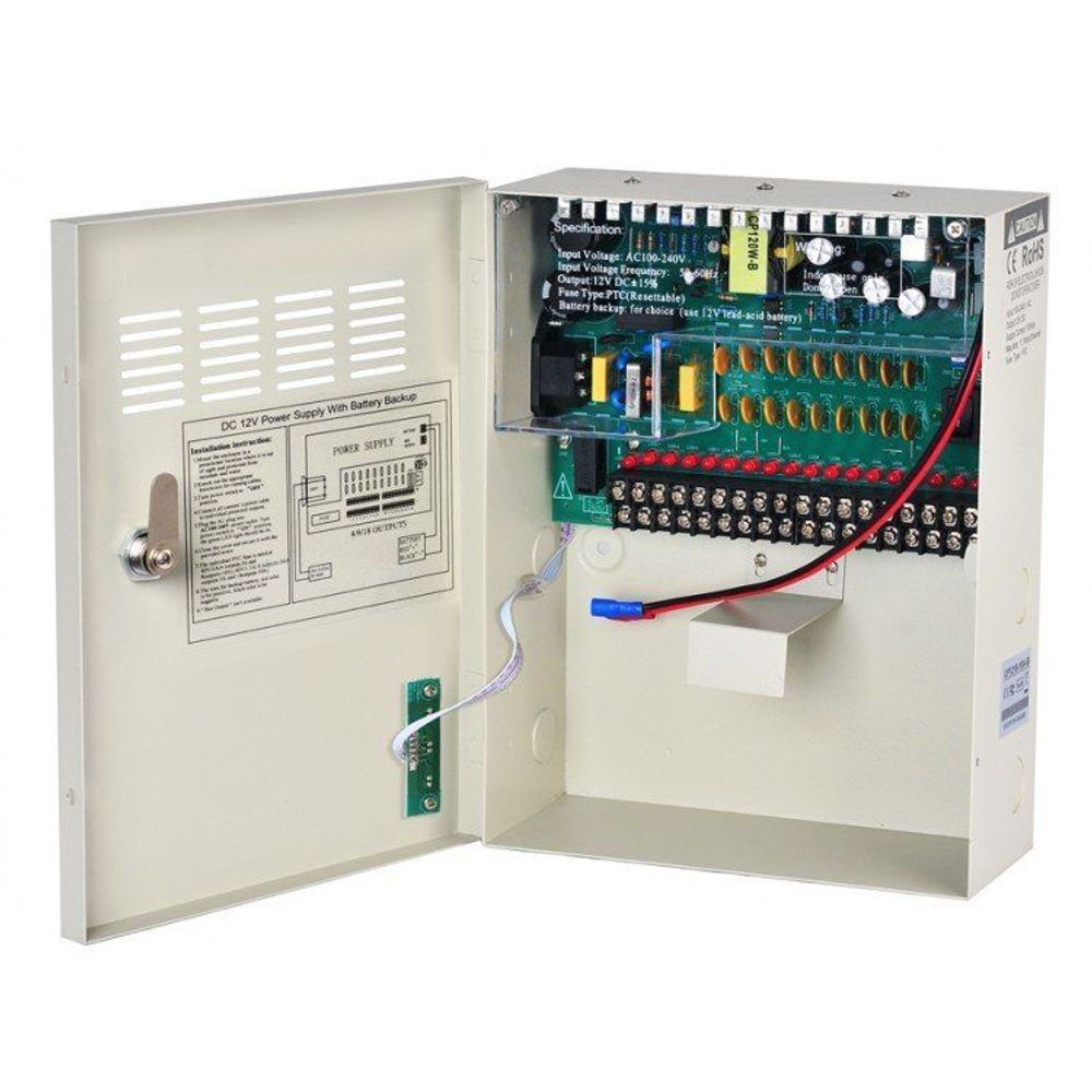 iSecure CP1218-20A-B 12VDC 20A Wall-Mount Power Supply Distribution Ca ...